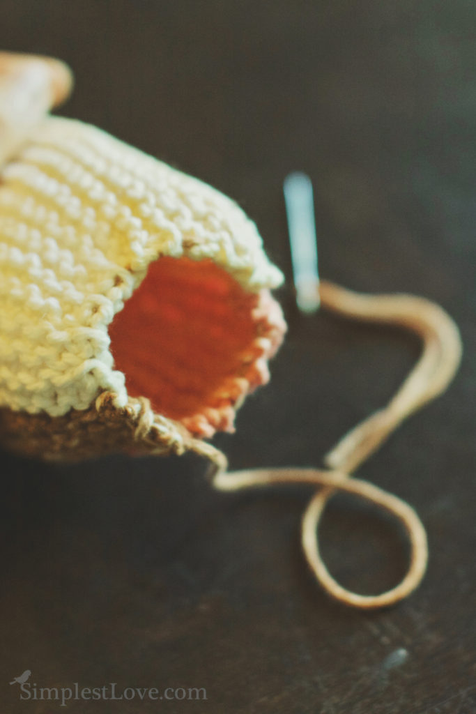 Ball from a Simple Knit Rectangle Tutorial - Sun Rose