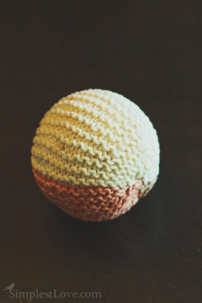 Ball from a Simple Knit Rectangle Tutorial - Sun Rose